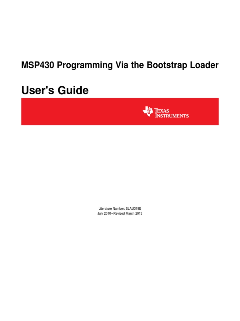 User's Guide: MSP430 Programming Via The Bootstrap Loader | PDF ...