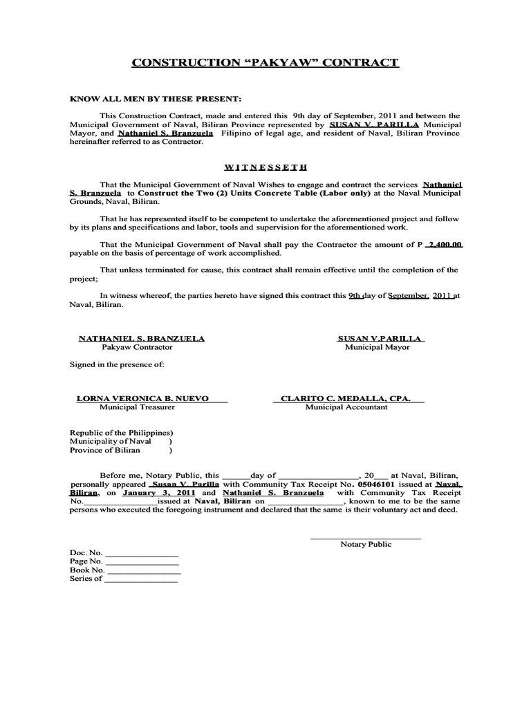 Edoc - Pub Pakyaw Contract | PDF | Social Institutions | Social Science