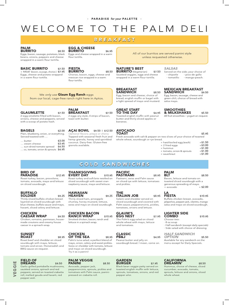 PalmDeliMenu For Printer March 2019 Revision.95130814 | PDF | Burrito ...
