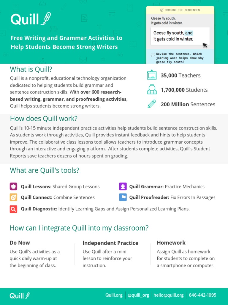 Quill Overview - Updated May 2019 | PDF | Educational Technology | Teachers