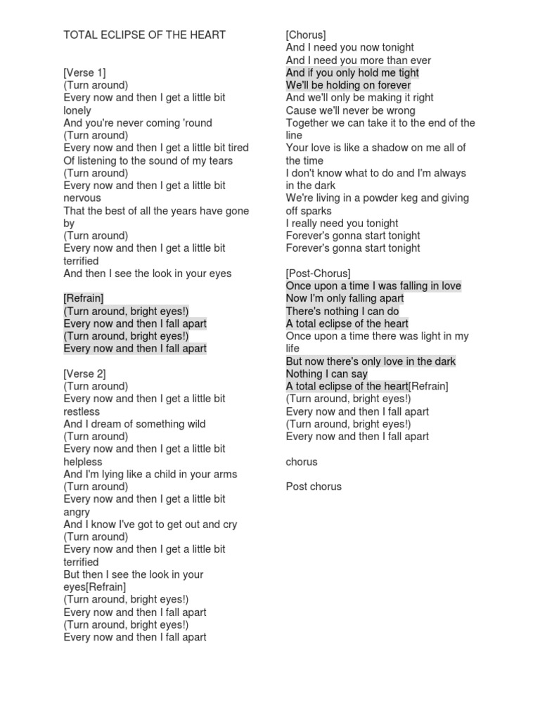 Total Eclipse | PDF | Refrain