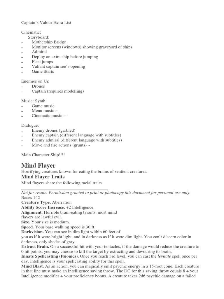Captains Valour Extra List & Mindflayer D&D 5e | PDF | Dungeons ...