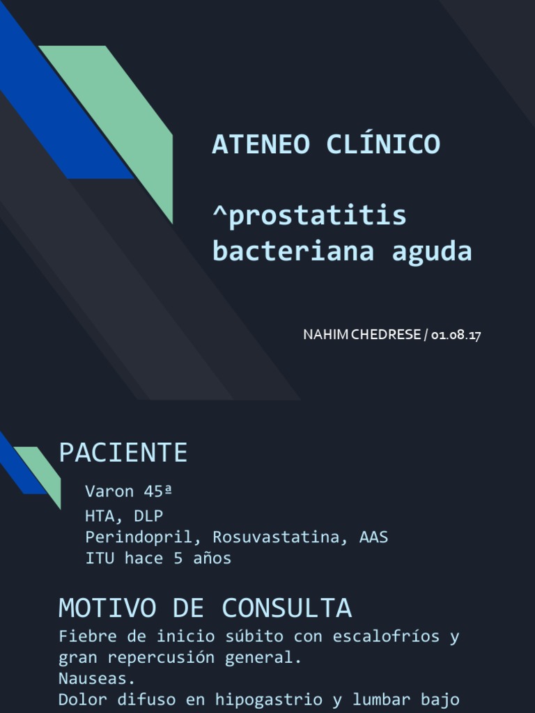 Prostatitis Bacteriana Aguda: Diagnóstico y Tratamiento | PDF | Sistema ...