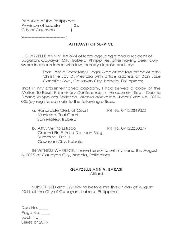 Affidavit of Service | PDF