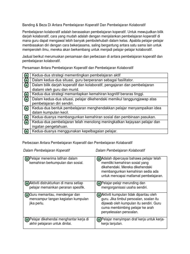 Perbezaan Koperatif Dan Kolaboratif | PDF | Karier & Perkembangan | Pengembangan Diri