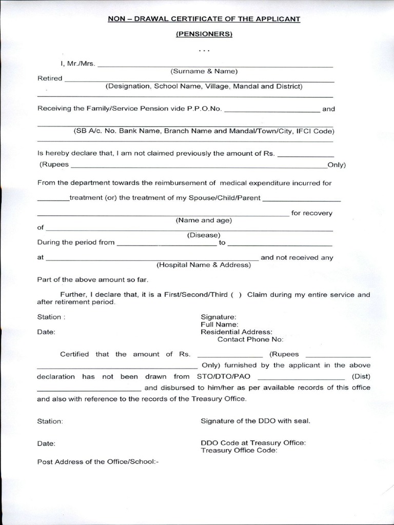 Non Drawal Certificate-Pensioner PDF | PDF