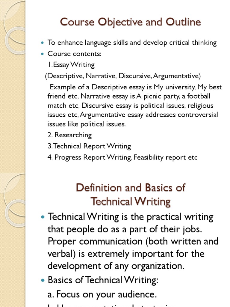 Course Objective and Outline | PDF | Proofreading | Essays