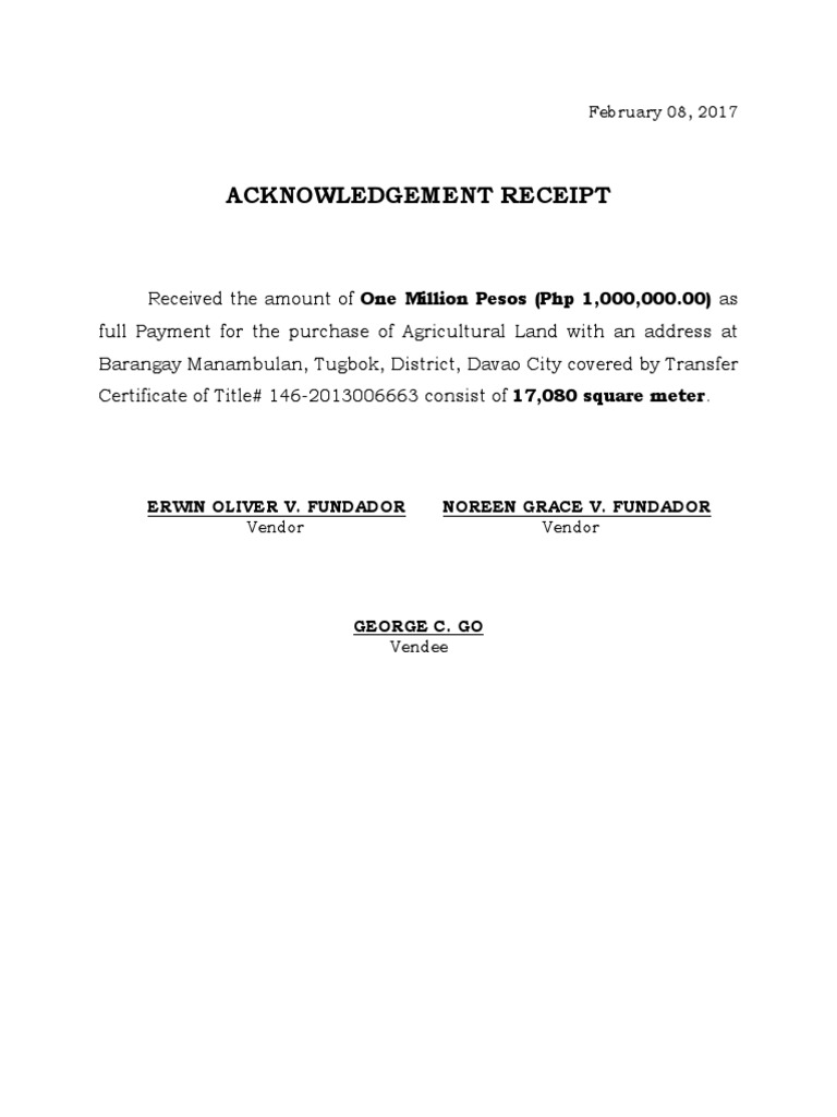 Acknowledgement Receipt | PDF