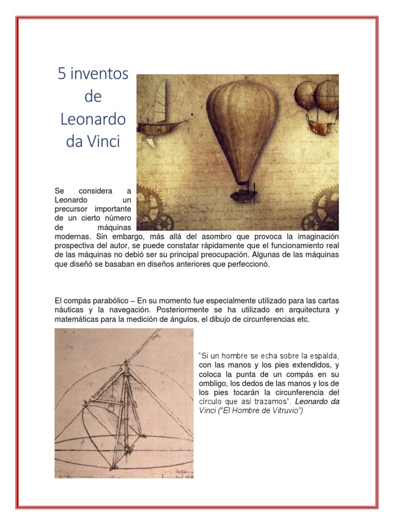 5 Inventos de Leonardo Da Vinci | PDF