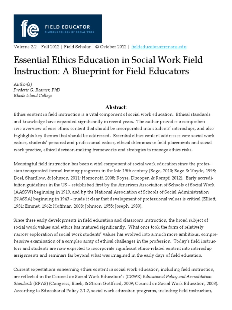 Ethics Field Instruction | PDF | Confidentiality | Social Work
