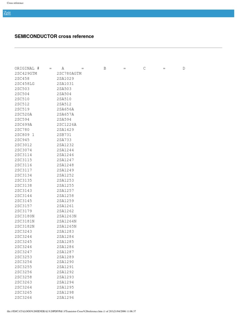 Transistor Cross Reference | PDF