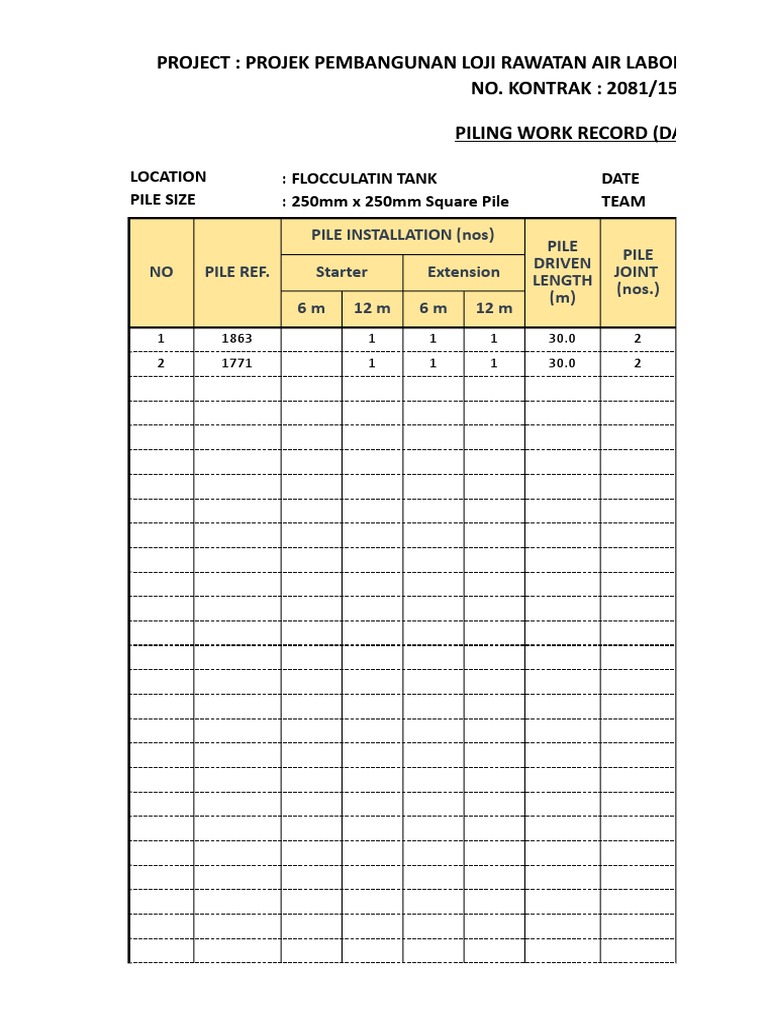 Piling Record Example | PDF
