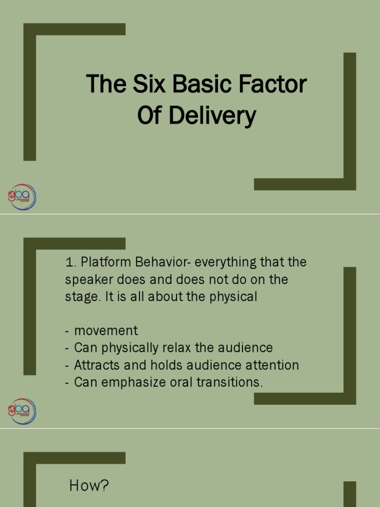 The Six Basic Factor of Delivery | PDF