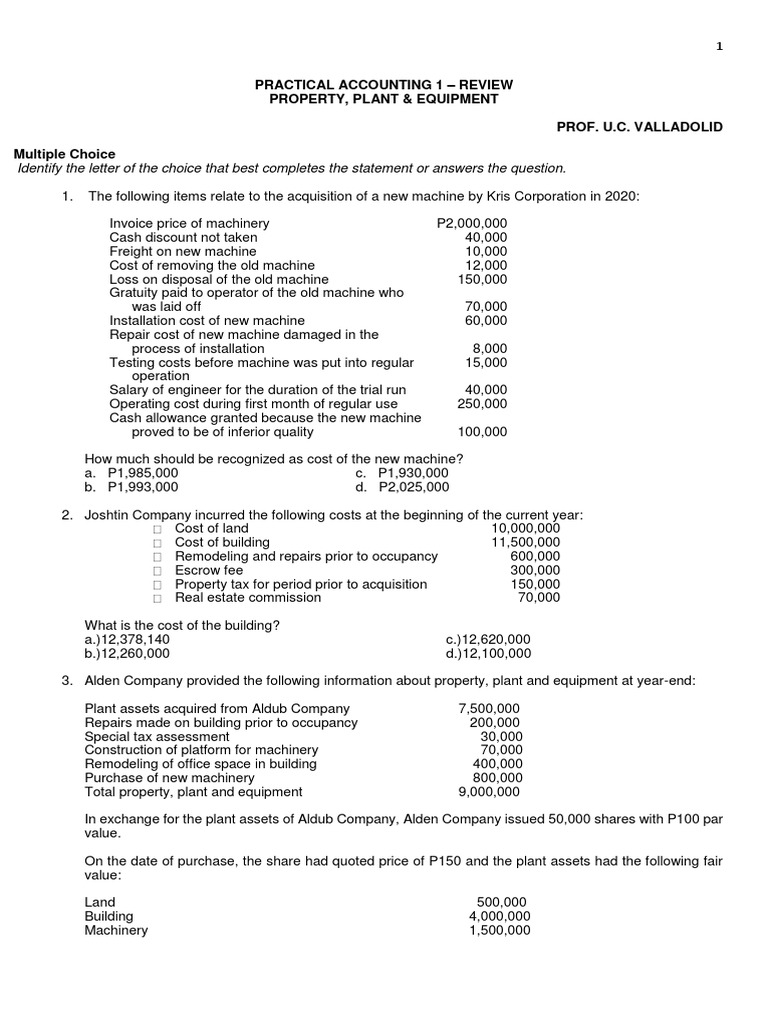 Practical Accounting 1 (Ppe) | PDF | Depreciation | Book Value