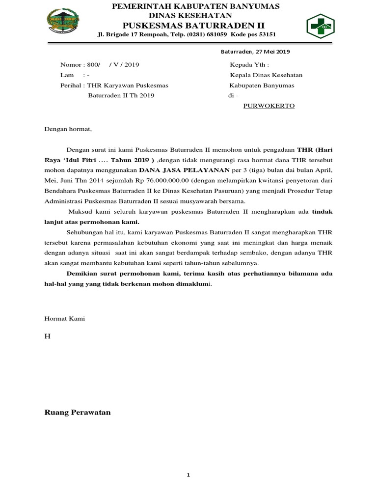 Surat Permohonan THR | PDF