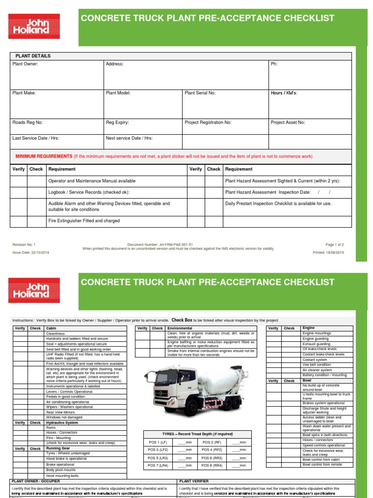 Jsa Form | PDF | Truck | Internal Combustion Engine