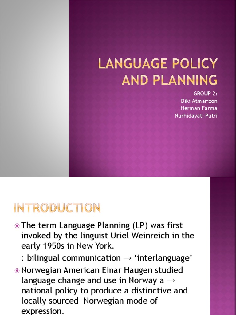 Language Policy and Planning Part 1 | PDF | Linguistics | Human ...