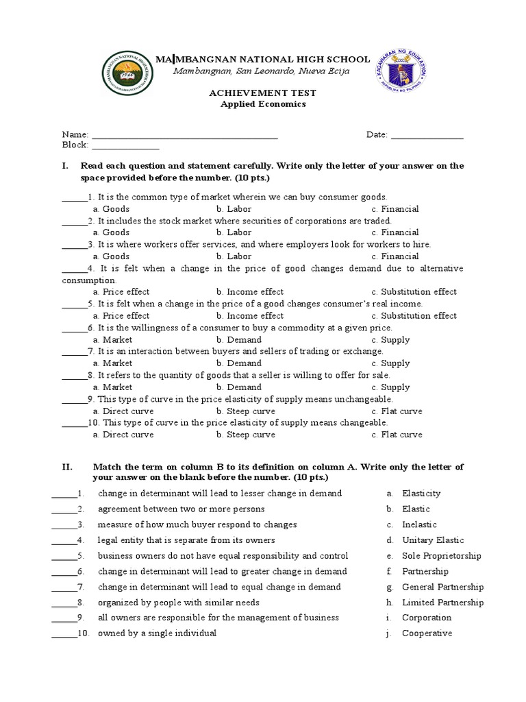Applied Economics-Final Exam | PDF | Supply And Demand | Demand