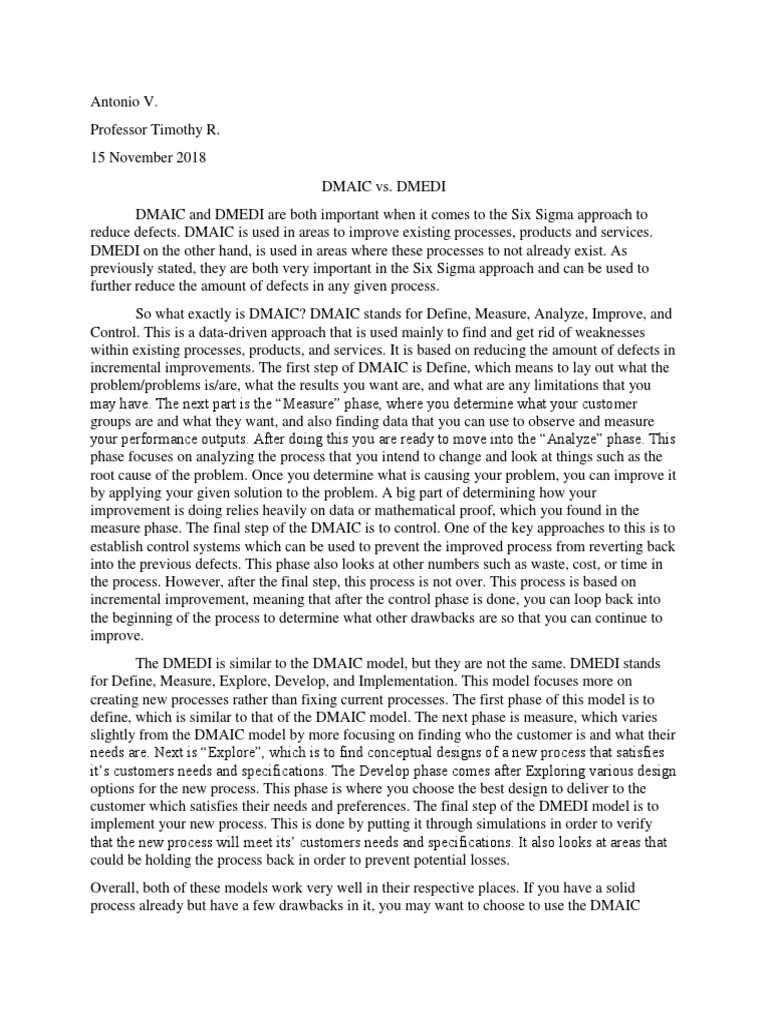 Dmaic vs. Dmedi | PDF | Six Sigma | Systems Science