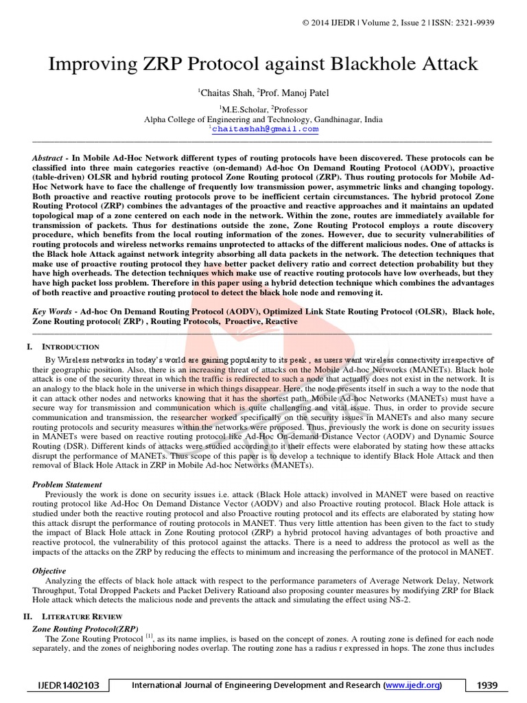 Imrpoving ZRP Protocol | PDF | Wireless Ad Hoc Network | Routing
