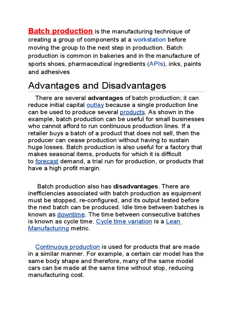 Batch Production & Mass Prod | PDF | Mass Production | Secondary Sector ...