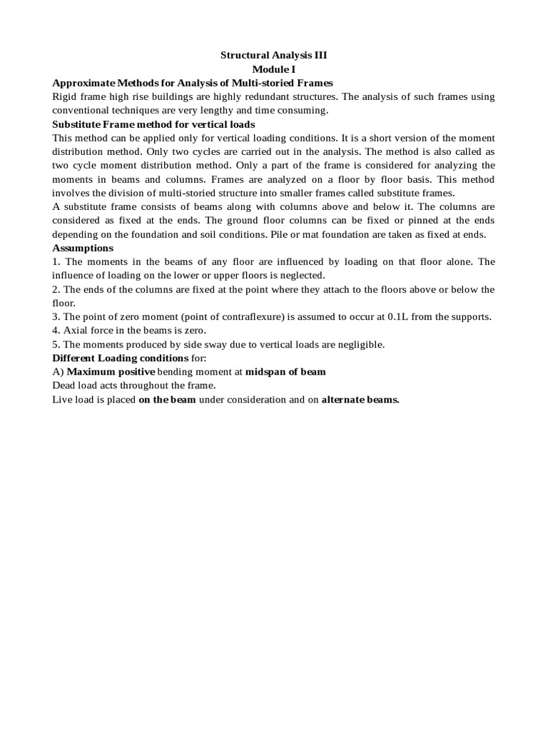 Substitute Frame Method for Analysis | PDF | Beam (Structure ...