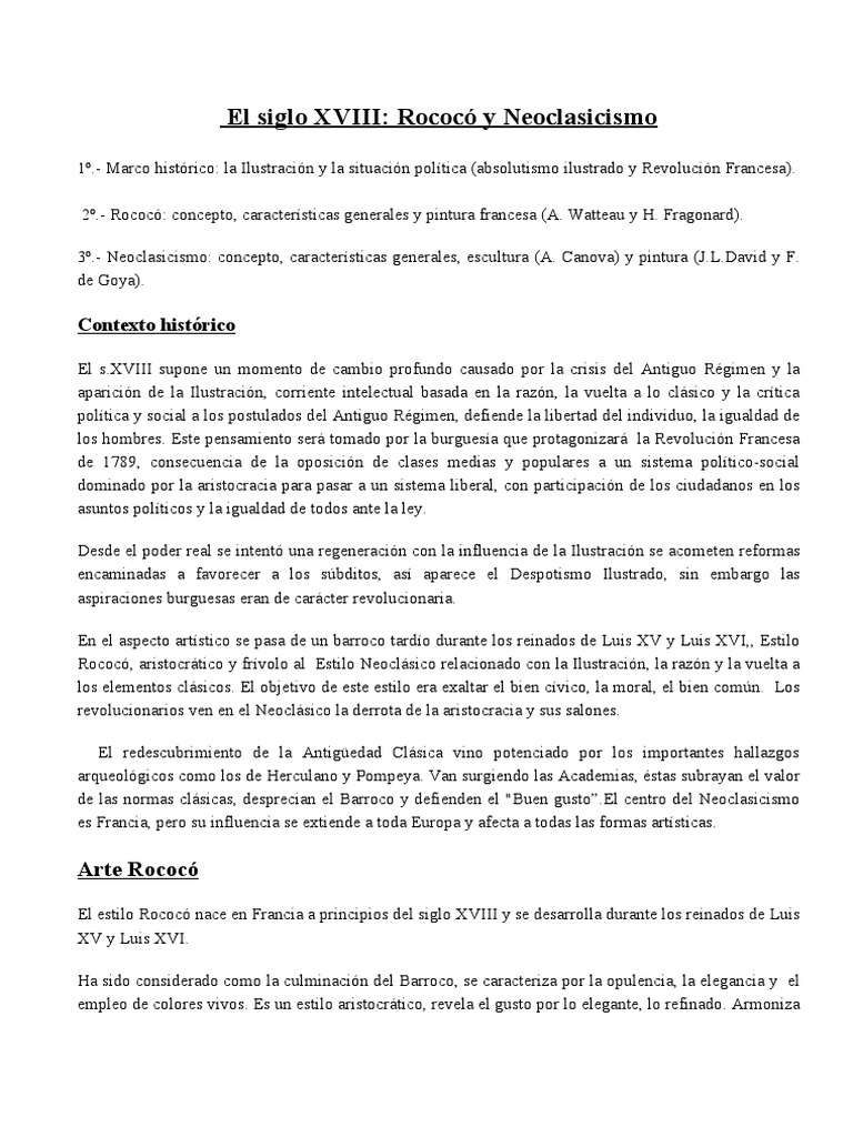 Rococo, Neoclasico, Romanticismo y Realismo | PDF | Francisco Goya ...