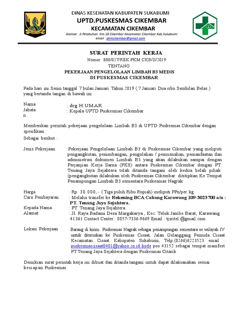 SPK, Pernyataan Limbah B3 DGN Penyedia | PDF