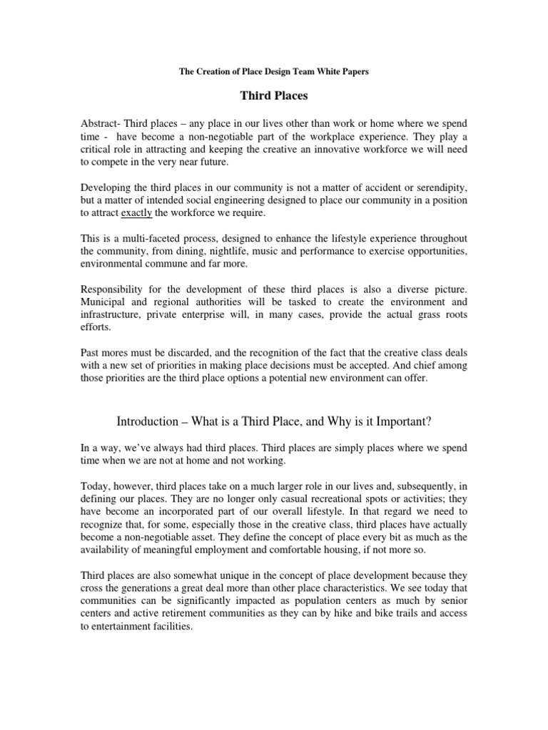 Third Places: Introduction - What Is A Third Place, and Why Is It ...