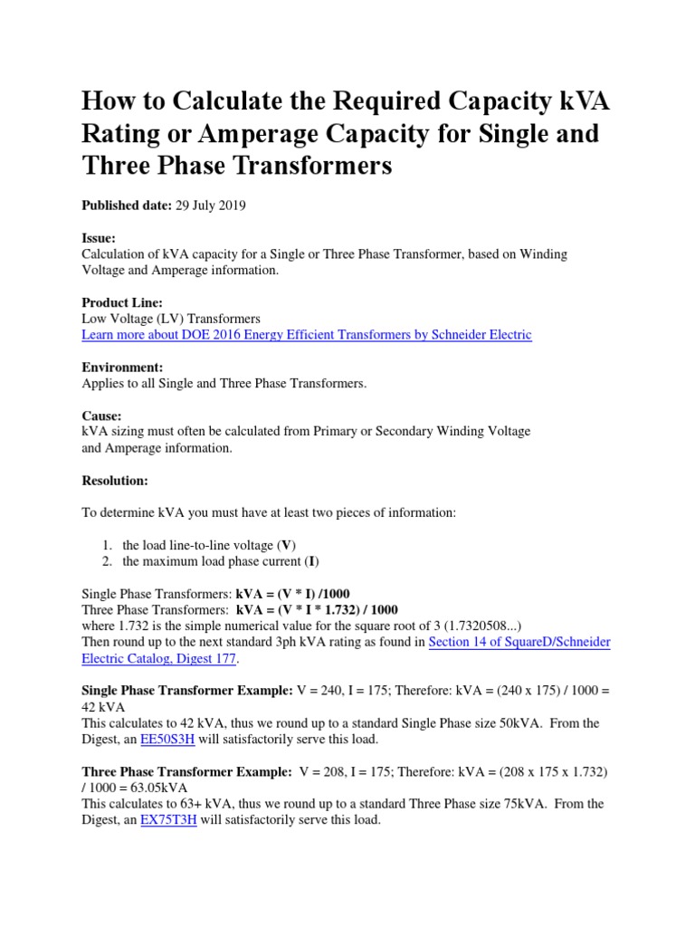 Transformer Selection | PDF | Transformer | Electric Current