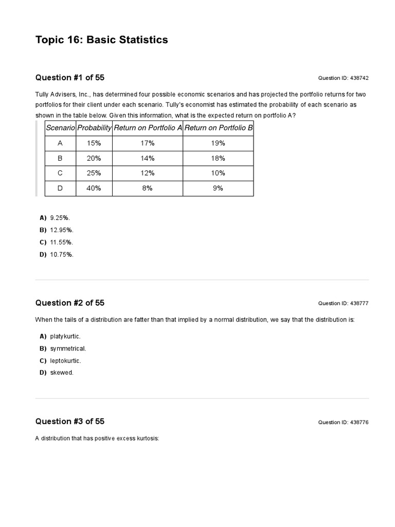 Topic 16 Basic Statistics PDF | PDF | Variance | Correlation And Dependence