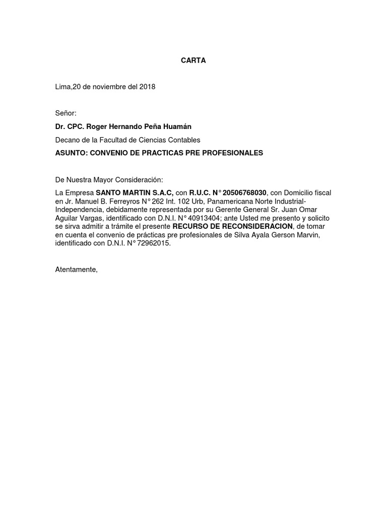 Carta A Decano | PDF