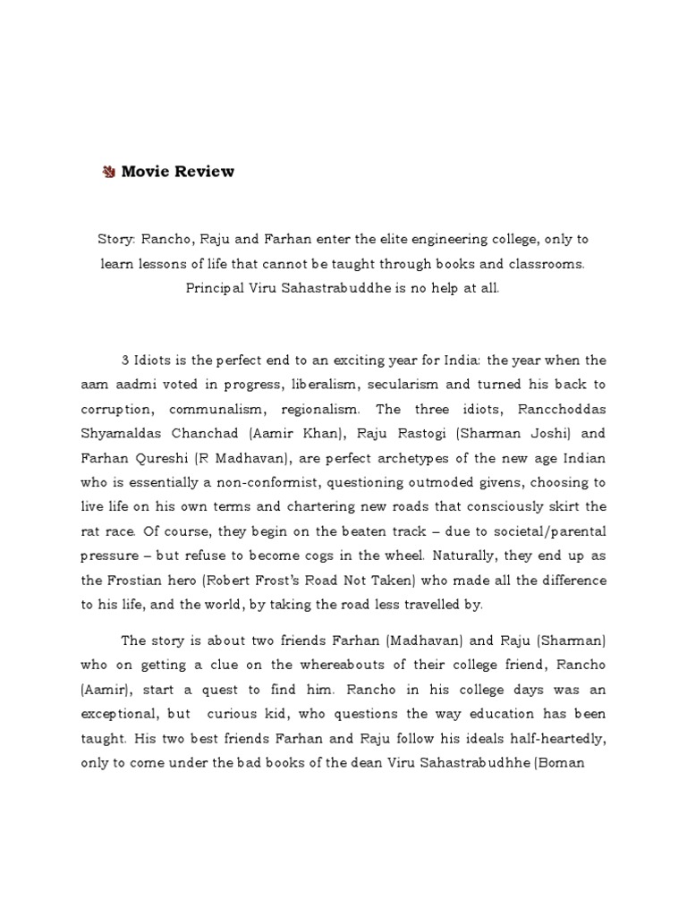 3 Idiots Review | PDF | Psychological Concepts