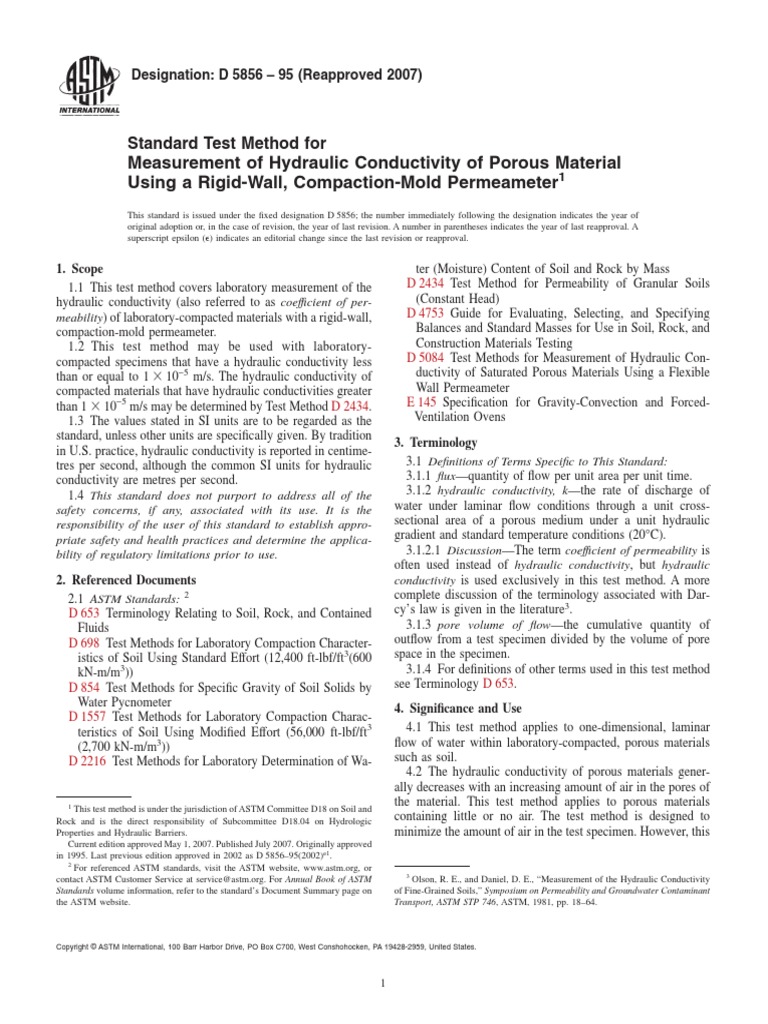 Astm d856 | PDF | Porosity | Electrical Resistivity And Conductivity