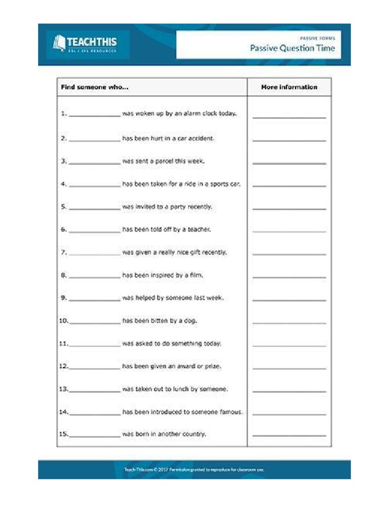 Find Someone Who Passive Voice | PDF