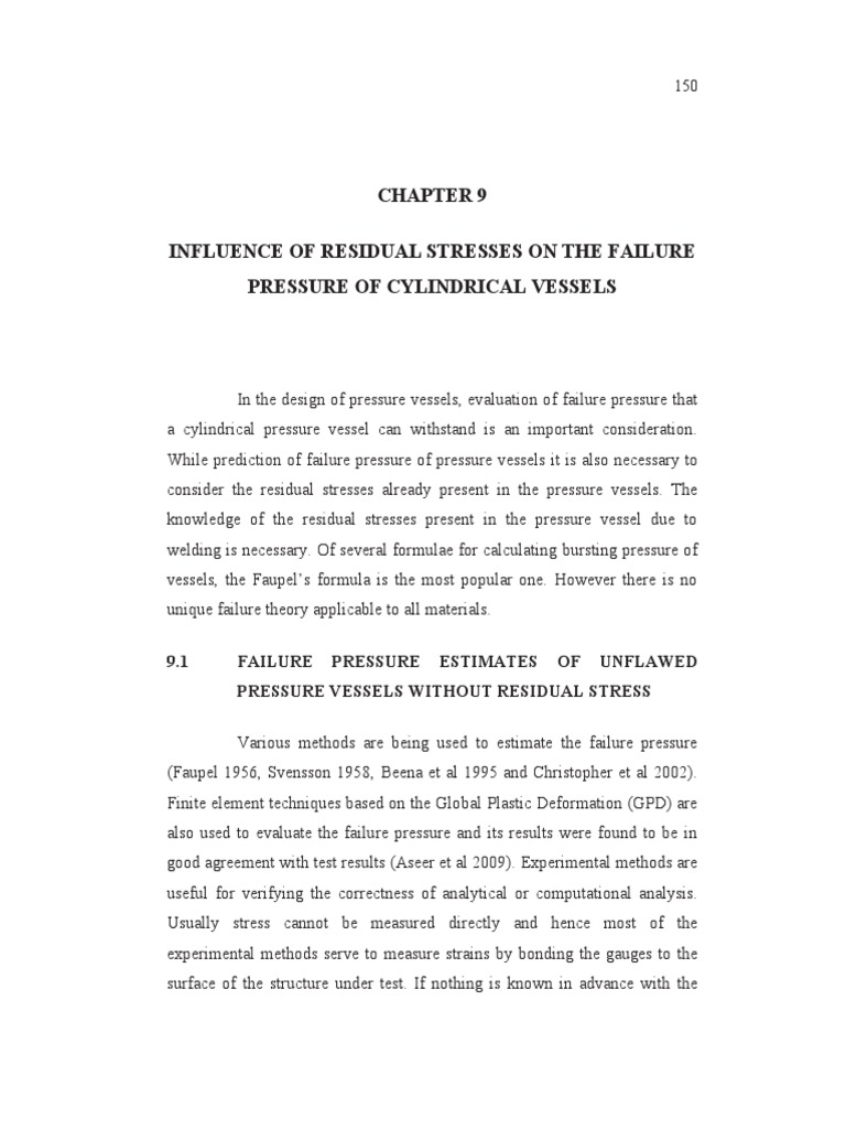 9.1 Failure Pressure Estimates of Unflawed Pressure Vessels Without ...