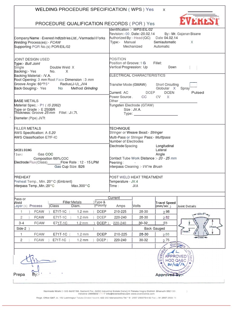 03 WPS PQR for FCAW (4).docx | Welding | Metals
