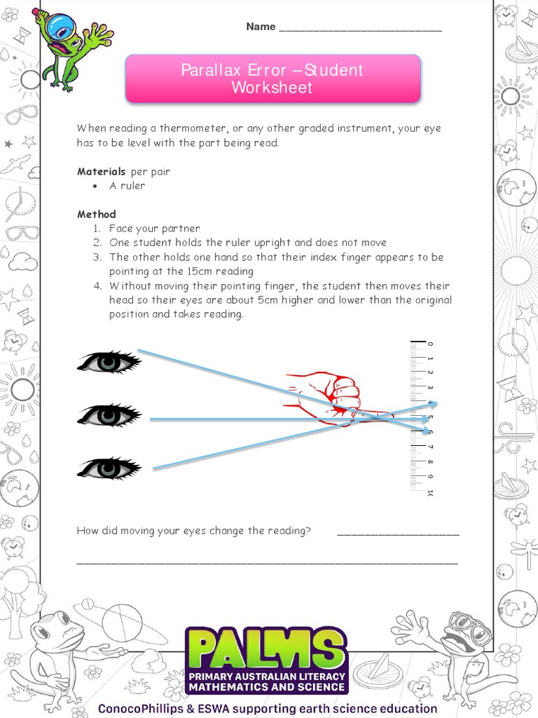 Parallax Error - Student Worksheet