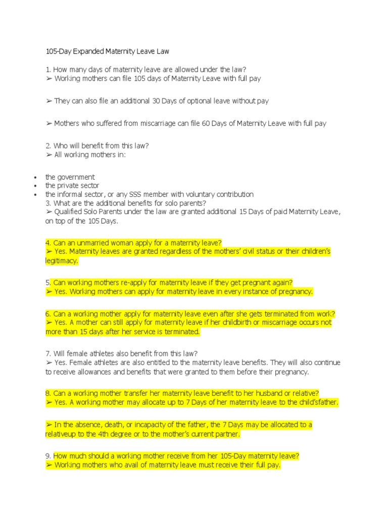 EXPANDED MATERNITY LEAVE.docx | Parental Leave | Mother