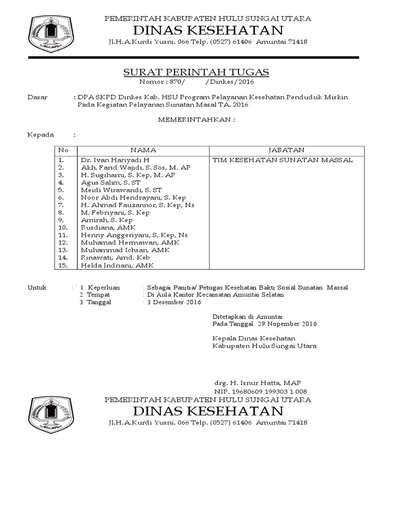 Surat Tugas Sunatan STR | PDF