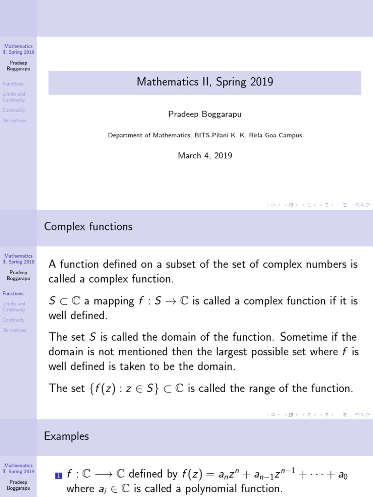 Complex Functions | PDF | Continuous Function | Function (Mathematics)