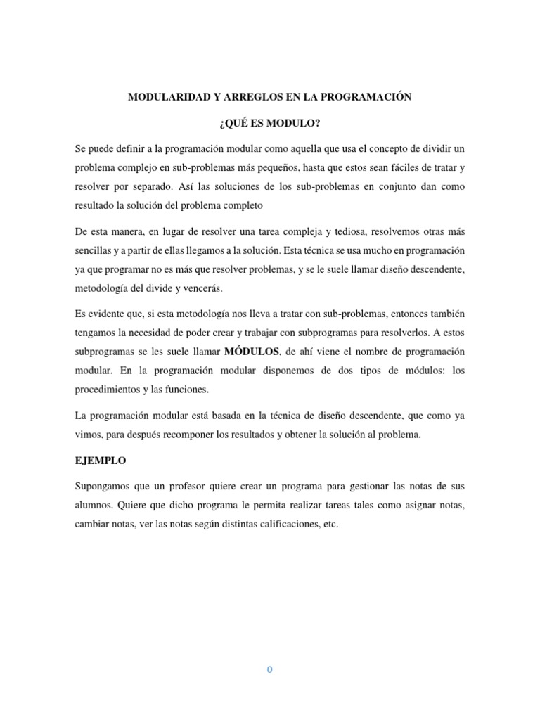 Modularidad y Arreglos en Programacion | PDF | Estructura de datos de matriz | Programación de ...