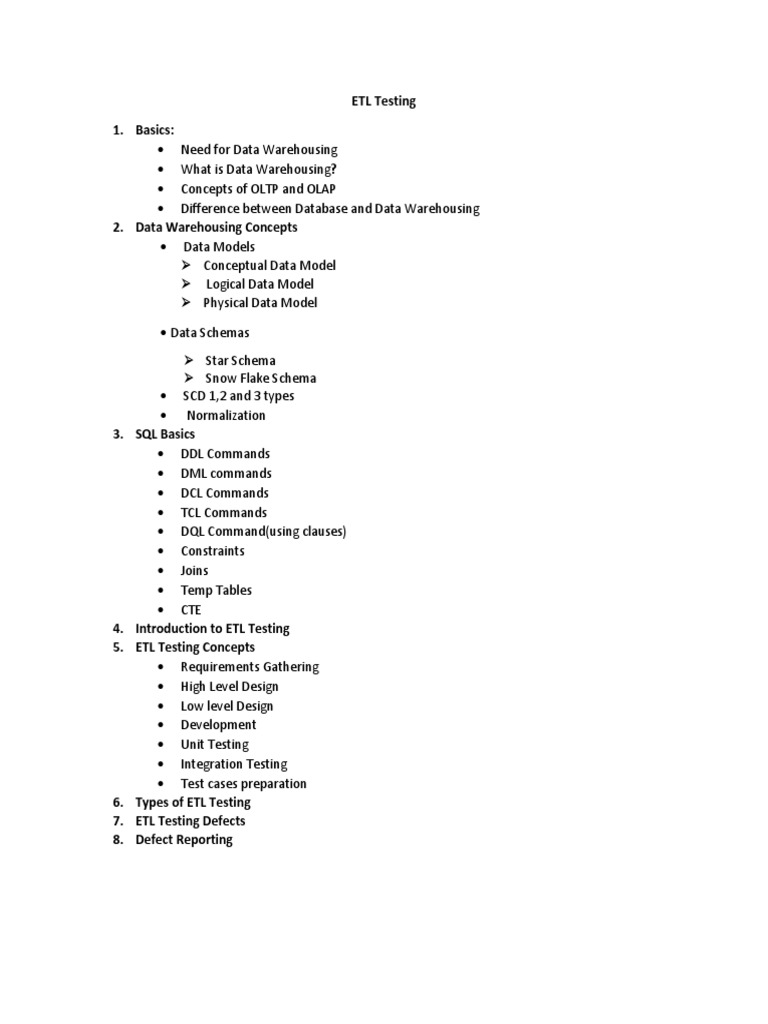 ETL Testing Plan | PDF | Science & Mathematics | Computers