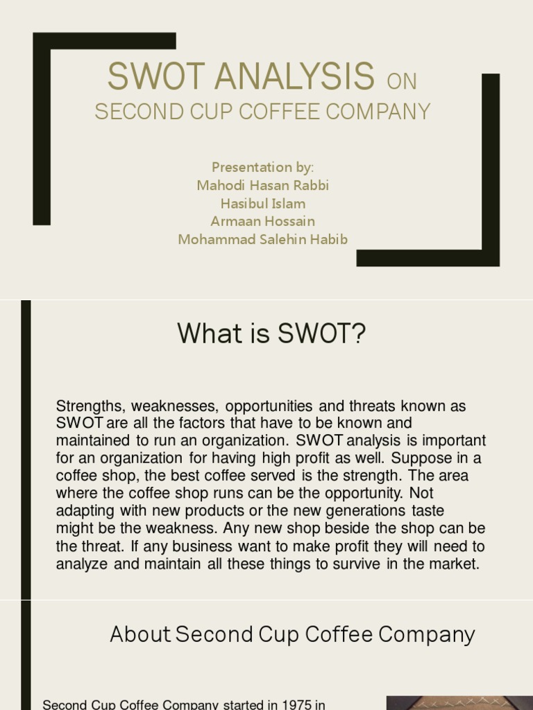 SWOT Analysis of Second Cup Coffee | PDF | Coffee | Swot Analysis