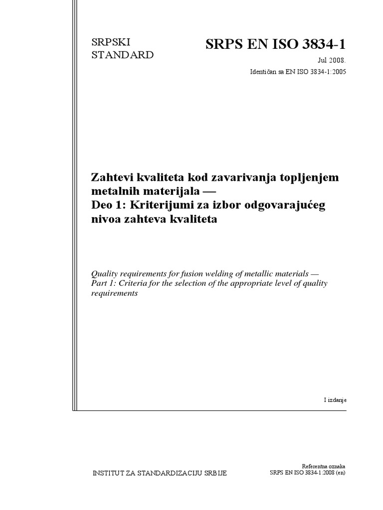 SRPS en Iso 3834-1 | PDF