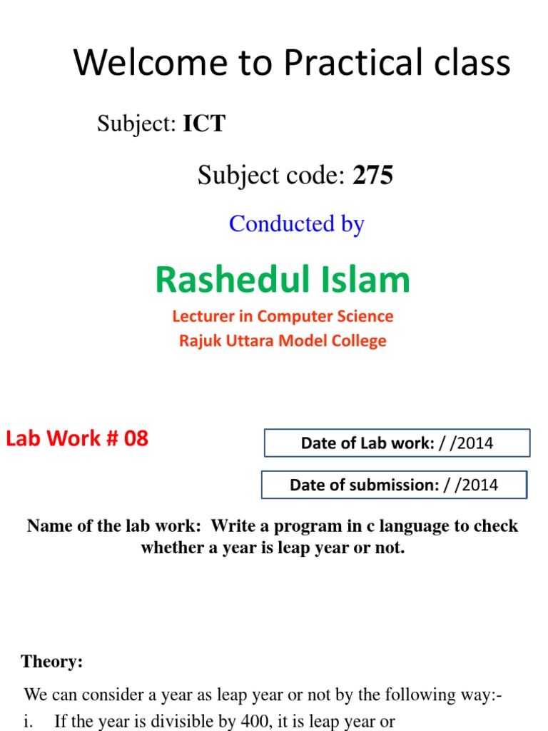 Welcome To Practical Class: Subject Code: 275 | PDF | Software ...