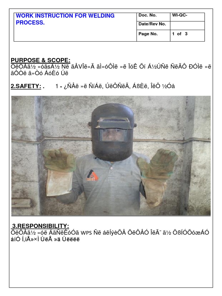 Purpose & Scope:: Work Instruction For Welding Process | PDF | Electric ...