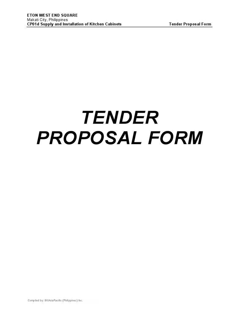 Tender Proposal Form | PDF | Addendum | Government