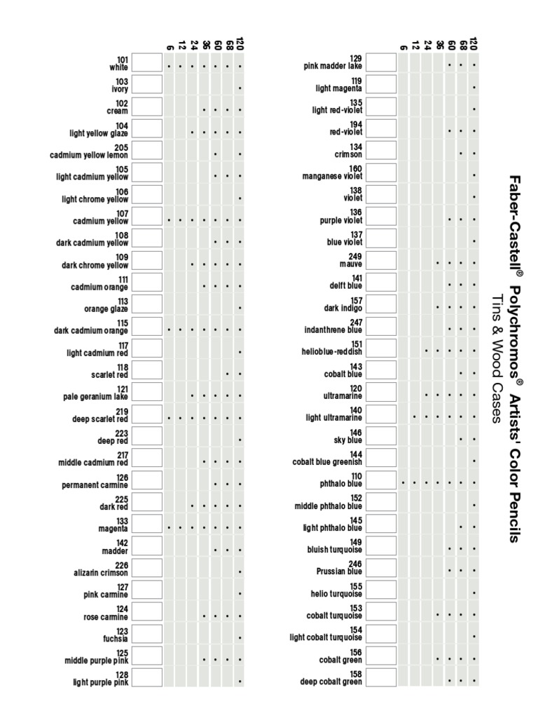 Faber-Castell Polychromos Blank Color Chart | PDF | Art Materials | Qualia