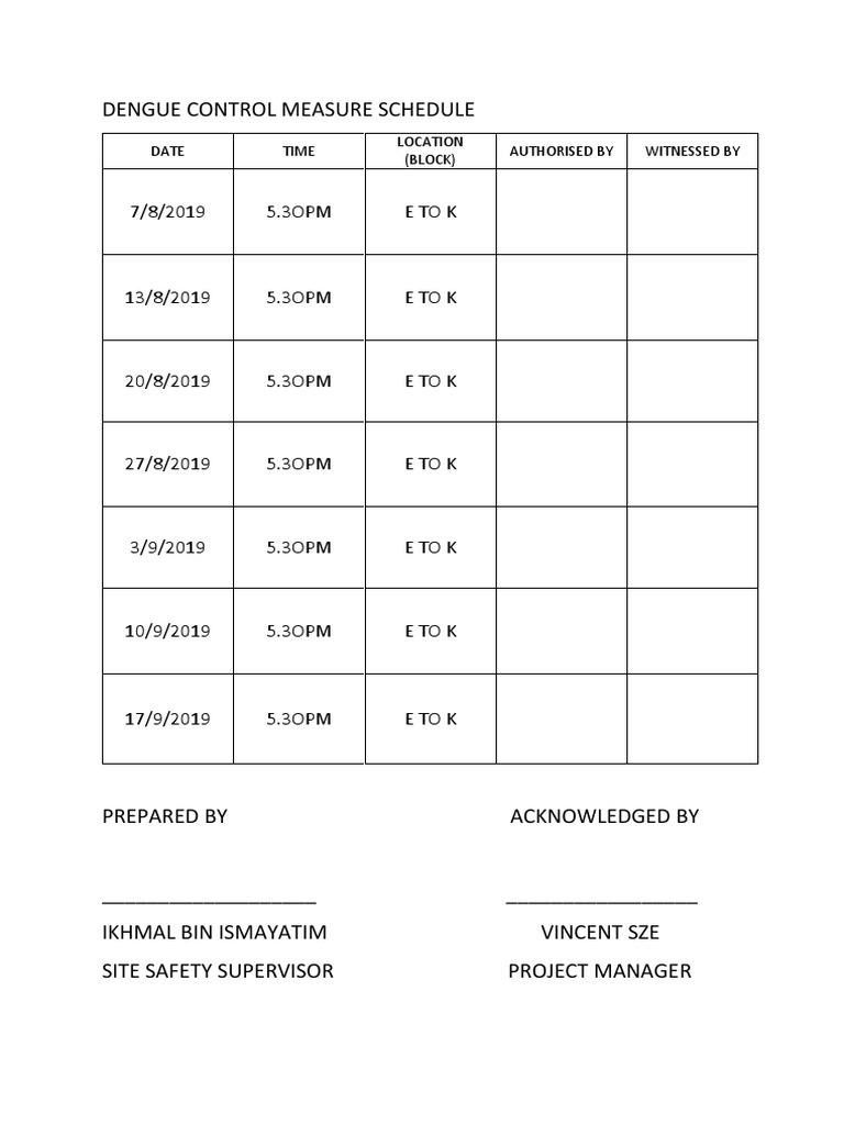 Fogging Schedule PDF | PDF